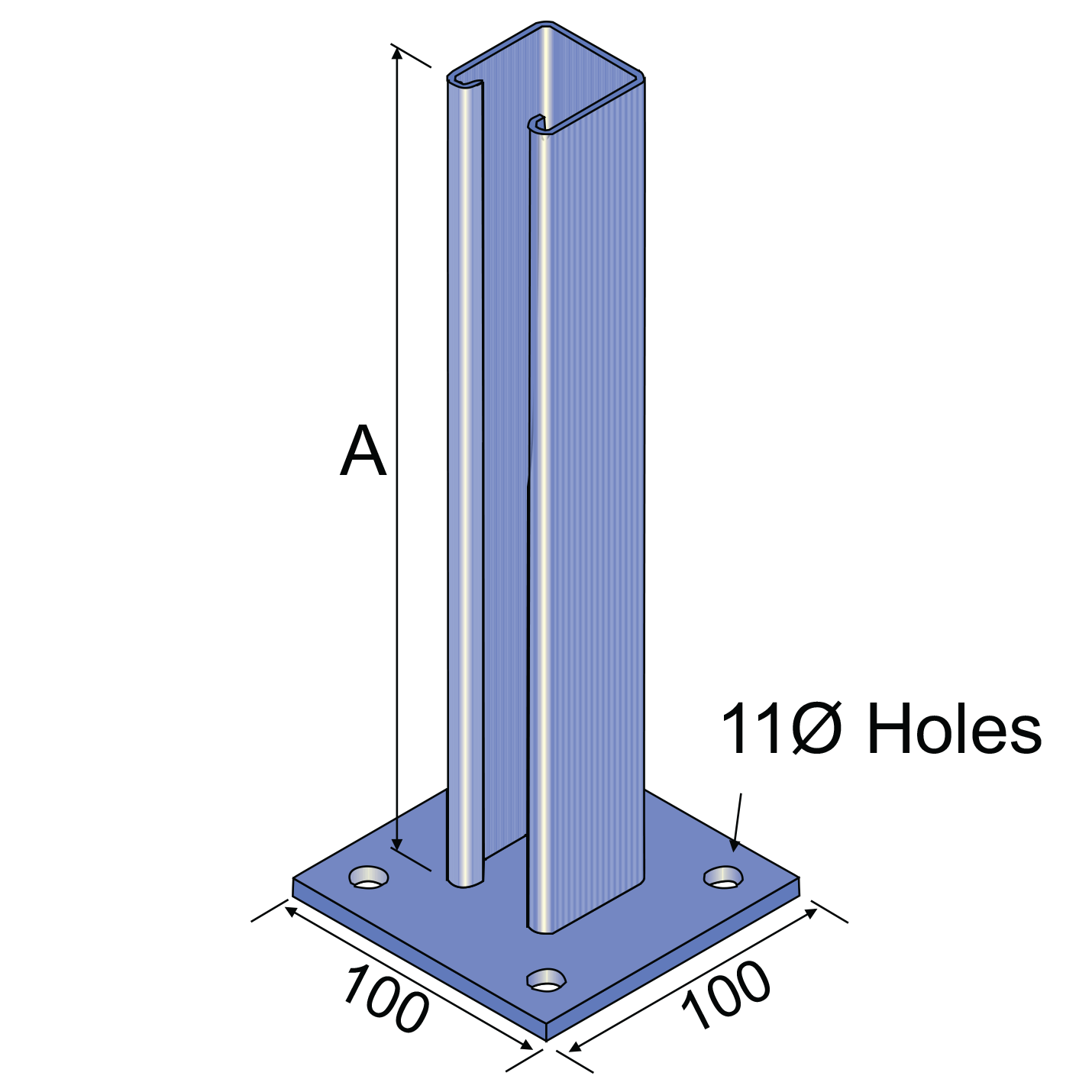 Welded Base Plate | FM2073L | Flexistrut